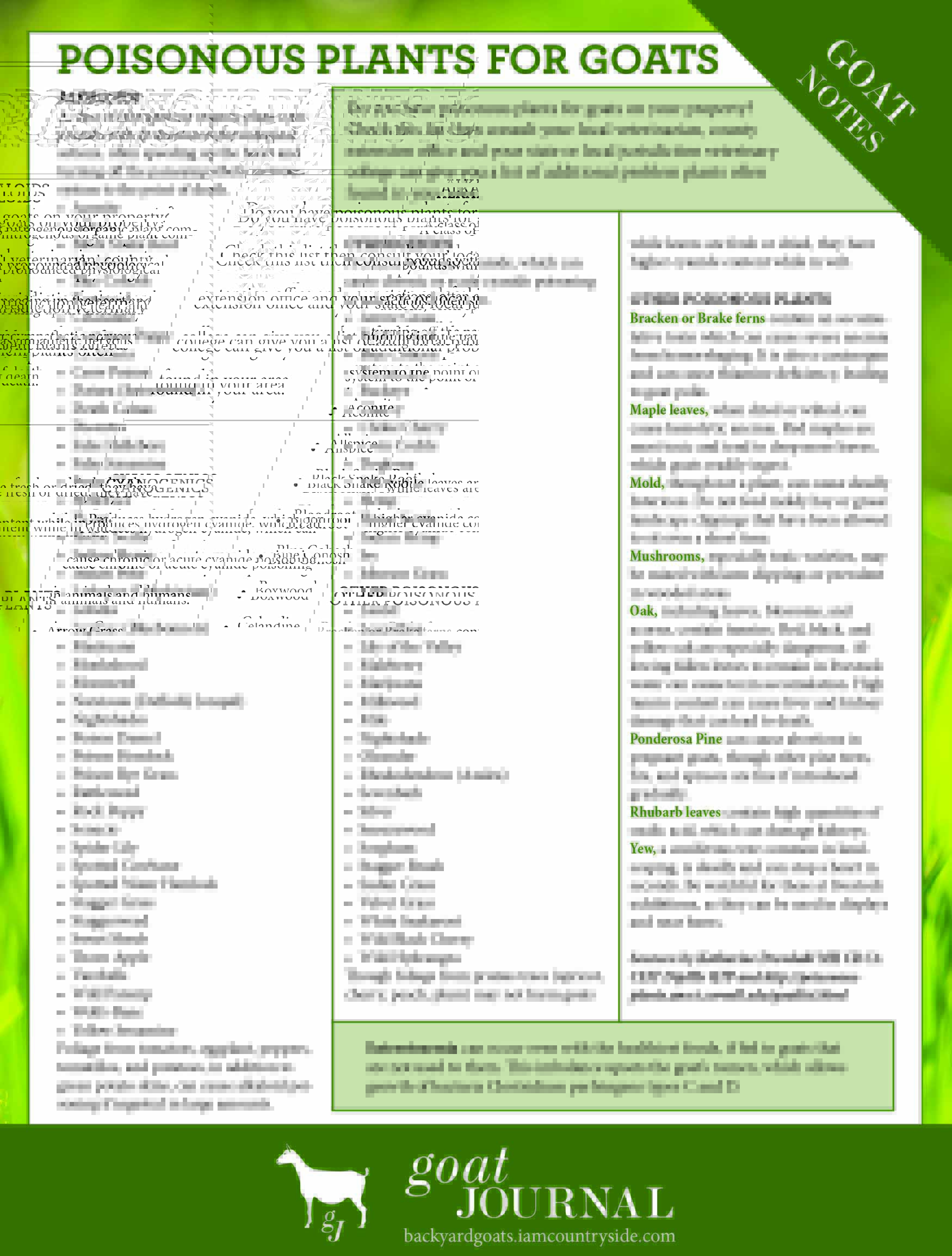 Poisonous Plants for Goats - Goat Journal